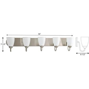 Gather Collection 5-Light Etched Glass Traditional Bath Vanity Light Brushed Nickel