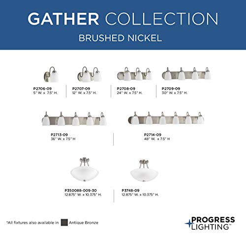 Gather Collection 5-Light Etched Glass Traditional Bath Vanity Light Brushed Nickel