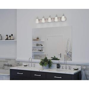 Gather Collection 5-Light Etched Glass Traditional Bath Vanity Light Brushed Nickel