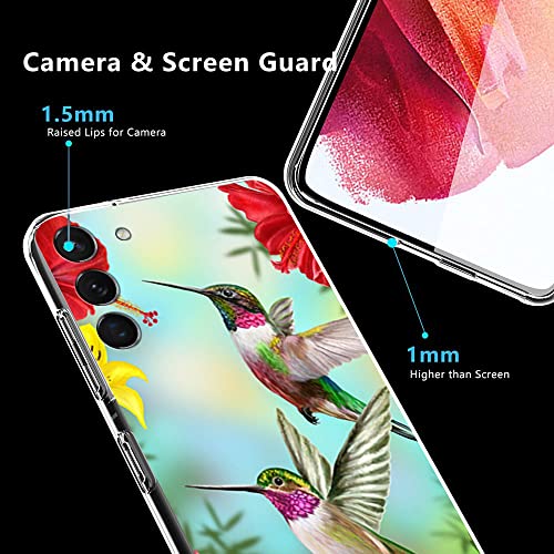 Compatible with Samsung Galaxy S21 Plus Case, Cute Hummingbirds Gather Honey Shockproof Clear Design Pattern Slim Soft Protective Case