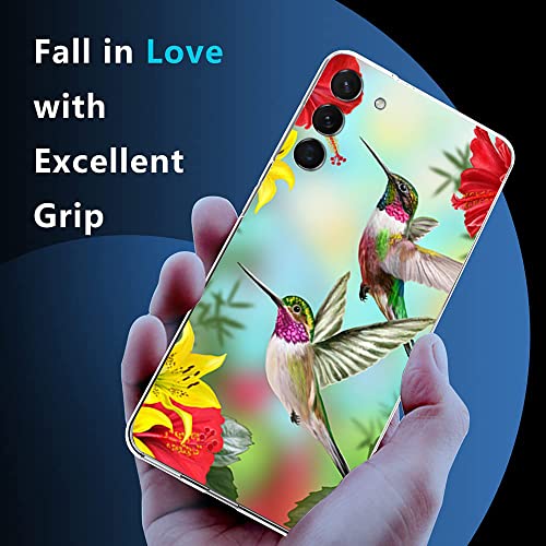 Compatible with Samsung Galaxy S21 Plus Case, Cute Hummingbirds Gather Honey Shockproof Clear Design Pattern Slim Soft Protective Case