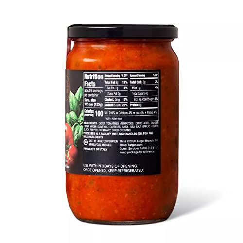 Italian Tomato & Basil Pasta Sauce 3 Glass Jars 24.3oz each - By Good & Gather Signature