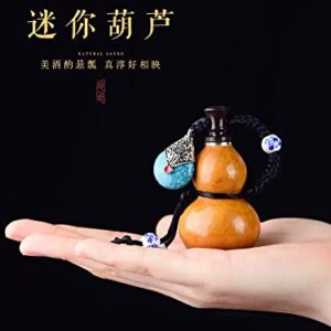 Feng Shui Good Luck Wu Lou,Mini Natural Gourd Ornament,Can Be Used As Bag Ornaments and Car Interiors,to Relieve Anxiety and Stress (Pine Stone Pendant)