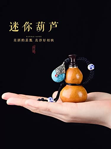 Feng Shui Good Luck Wu Lou,Mini Natural Gourd Ornament,Can Be Used As Bag Ornaments and Car Interiors,to Relieve Anxiety and Stress (Pine Stone Pendant)