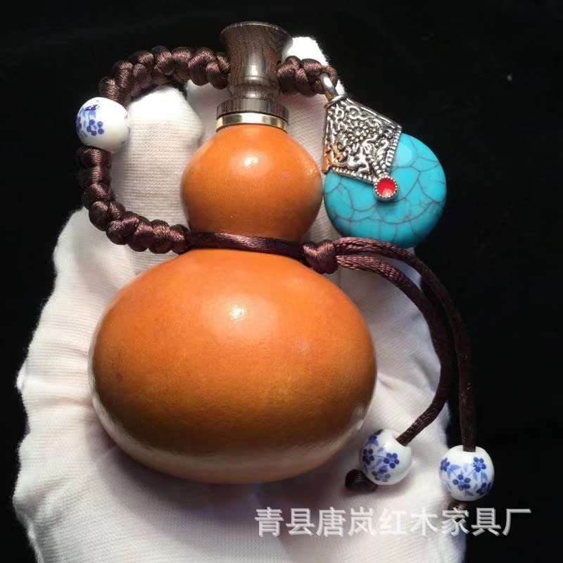 Feng Shui Good Luck Wu Lou,Mini Natural Gourd Ornament,Can Be Used As Bag Ornaments and Car Interiors,to Relieve Anxiety and Stress (Pine Stone Pendant)