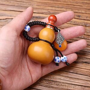 Feng Shui Good Luck Wu Lou,Mini Natural Gourd Ornament,Can Be Used As Bag Ornaments and Car Interiors,to Relieve Anxiety and Stress (Pine Stone Pendant)