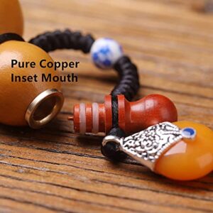 Feng Shui Good Luck Wu Lou,Mini Natural Gourd Ornament,Can Be Used As Bag Ornaments and Car Interiors,to Relieve Anxiety and Stress (Pine Stone Pendant)