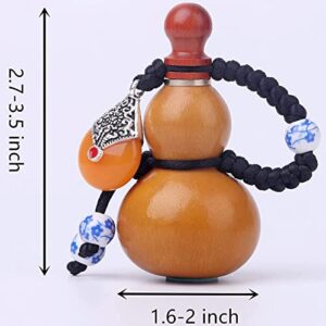 Feng Shui Good Luck Wu Lou,Mini Natural Gourd Ornament,Can Be Used As Bag Ornaments and Car Interiors,to Relieve Anxiety and Stress (Pine Stone Pendant)