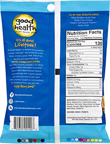 Good Health Peanut Butter Filled Salted Pretzels 5 oz. Bags (3 Bags)