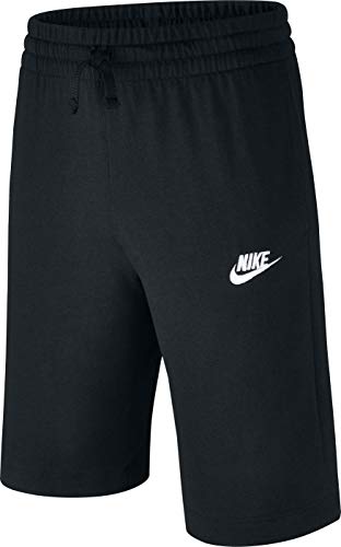 NIKE Sportswear Boys' Jersey Shorts, Black/White, Large