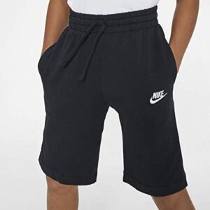 NIKE Sportswear Boys' Jersey Shorts, Black/White, Large