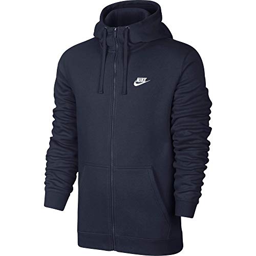 Nike Men's Sportswear Full Zip Club Hoodie, Obsidian/Obsidian/White, XX-Large