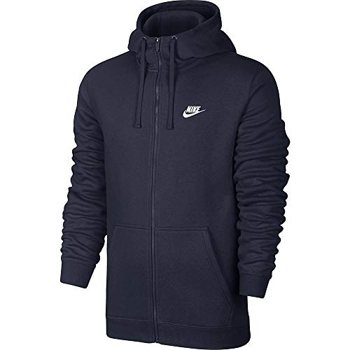 Nike Men's Sportswear Full Zip Club Hoodie, Obsidian/Obsidian/White, XX-Large