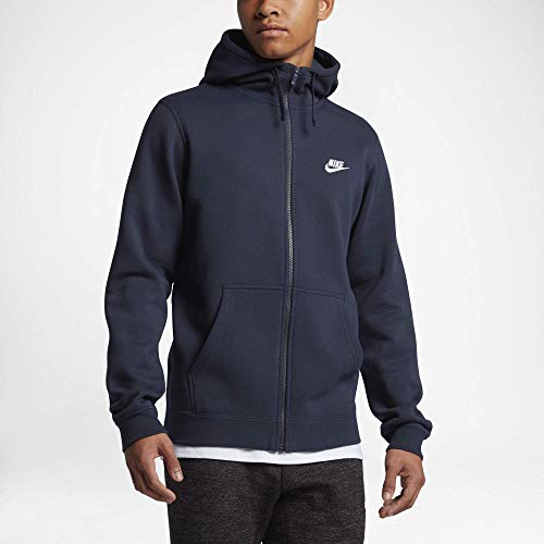 Nike Men's Sportswear Full Zip Club Hoodie, Obsidian/Obsidian/White, XX-Large