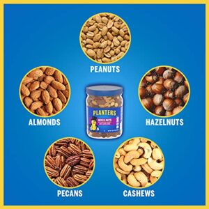 PLANTERS Mixed Nuts, Salted, 27 oz, Resealable Jar - Salted Nuts with Less than 50% Peanuts^ (*Nuts are Measured by Weight), Almonds, Cashews, Hazelnuts & Pecans - Kosher