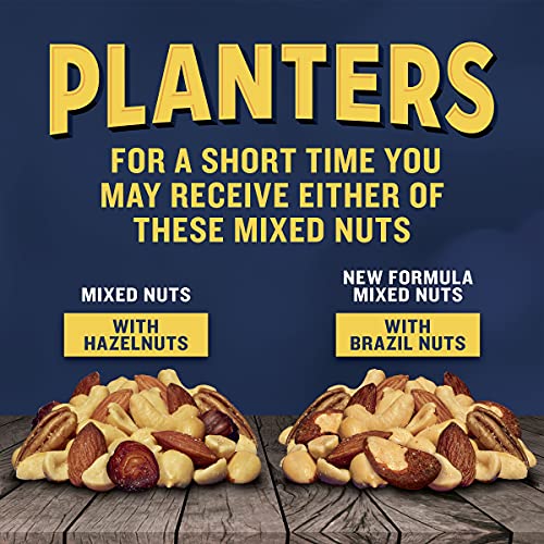 PLANTERS Mixed Nuts, Salted, 27 oz, Resealable Jar - Salted Nuts with Less than 50% Peanuts^ (*Nuts are Measured by Weight), Almonds, Cashews, Hazelnuts & Pecans - Kosher