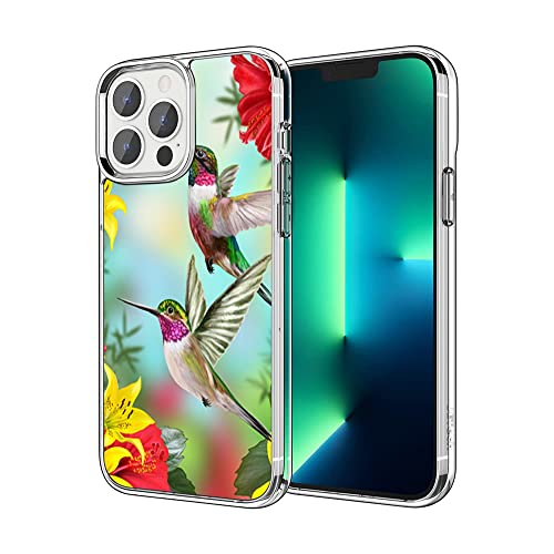 Compatible with iPhone 12 Case iPhone 12 Pro Case, Cute Hummingbirds Gather Honey Shockproof Clear Design Pattern Slim Soft Protective Case