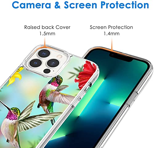 Compatible with iPhone 12 Case iPhone 12 Pro Case, Cute Hummingbirds Gather Honey Shockproof Clear Design Pattern Slim Soft Protective Case