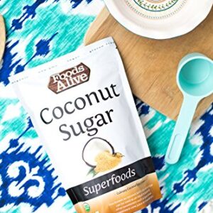 Foods Alive Organic Coconut Sugar (14oz) - Healthy Alternative to Cane Sugar, Sustainable, Low Glycemic, Gluten Free, Non GMO, Sweetener for Organic Tea, Coffee Beverages and Baked Goods (Single Pack)