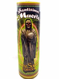 holy death 7 day yellow candle -veladoras para la santa muerte , santa muerte veladora-santisima muerte-7 day candle- devotional candle- yellow candle- good luck and financial prosperity