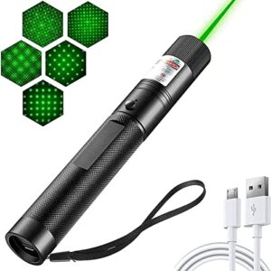 unbiu long range laser pointer high power, green high power laser pointer flashlight for adjustable focus green laser pointer for night astronomy outdoor camping hunting and hiking，usb rechargeable