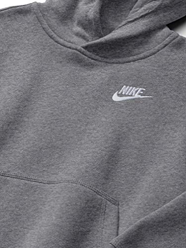 Nike Boy's NSW Pull Over Hoodie Club, Carbon Heather/White, Small