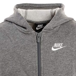 Nike Boy's NSW Club Full Zip Hoodie, Carbon Heather/Smoke Grey/White, X-Large