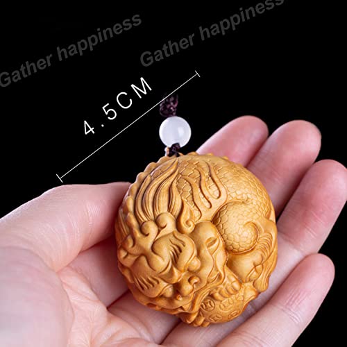 KIOP Dragon Amulet Good Luck Feng Shui Mascot Housewarming Home Decoration Wooden Zen Decoration Carved Dragon Totem