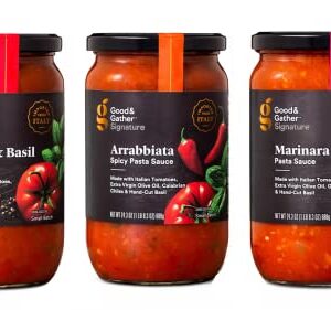 Italian Gourmet Pasta Sauce Combo Tomato & Basil, Arrabbiata Spicy & Marinara - 3 Glass Jars 24.3oz each - By Good & Gather Signature