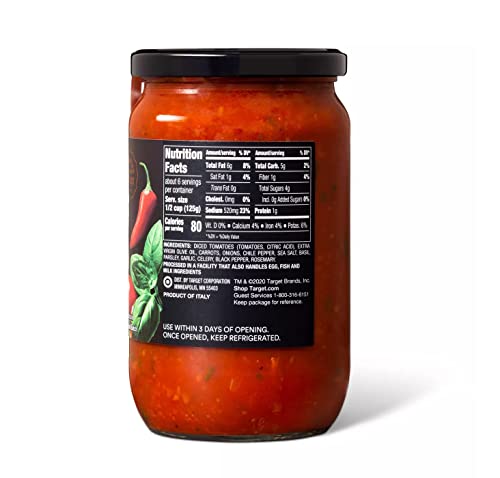 Italian Gourmet Pasta Sauce Combo Tomato & Basil, Arrabbiata Spicy & Marinara - 3 Glass Jars 24.3oz each - By Good & Gather Signature