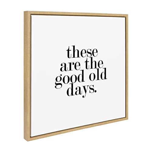 Kate and Laurel Sylvie Good Old Days Framed Canvas Wall Art by Maggie Price of Hunt and Gather Goods, 22x22 Natural, Modern Farmhouse Wall Décor