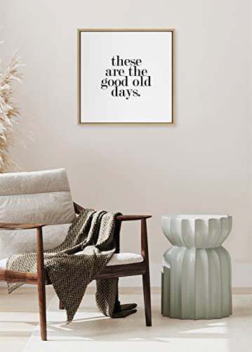 Kate and Laurel Sylvie Good Old Days Framed Canvas Wall Art by Maggie Price of Hunt and Gather Goods, 22x22 Natural, Modern Farmhouse Wall Décor