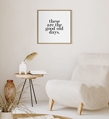 Kate and Laurel Sylvie Good Old Days Framed Canvas Wall Art by Maggie Price of Hunt and Gather Goods, 22x22 Natural, Modern Farmhouse Wall Décor