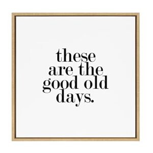 Kate and Laurel Sylvie Good Old Days Framed Canvas Wall Art by Maggie Price of Hunt and Gather Goods, 22x22 Natural, Modern Farmhouse Wall Décor