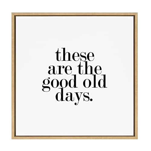 Kate and Laurel Sylvie Good Old Days Framed Canvas Wall Art by Maggie Price of Hunt and Gather Goods, 22x22 Natural, Modern Farmhouse Wall Décor