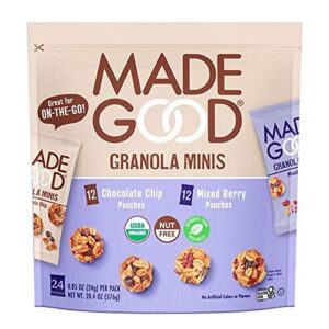 madegood organic granola minis 24-bag organic snack variety pack, gluten free mon gmo vegan nut free individually wrapped snack packs