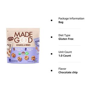 MadeGood Organic Granola Minis 24-Bag Organic Snack Variety Pack, Gluten Free Mon GMO Vegan Nut Free Individually Wrapped Snack Packs