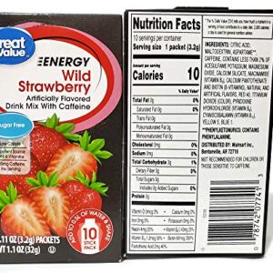 Great Value Energy Drink Mix Variety Bundle, 0.88-1.13 oz box with 10 Drink Packets (Pack of 4) includes 1-Box Blueberry Acai + 1-Box Wild Strawberry + 1-Box Dragon Fruit + 1-Box Pomegranate Lemonade