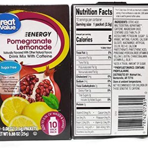 Great Value Energy Drink Mix Variety Bundle, 0.88-1.13 oz box with 10 Drink Packets (Pack of 4) includes 1-Box Blueberry Acai + 1-Box Wild Strawberry + 1-Box Dragon Fruit + 1-Box Pomegranate Lemonade