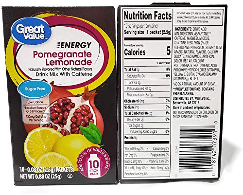 Great Value Energy Drink Mix Variety Bundle, 0.88-1.13 oz box with 10 Drink Packets (Pack of 4) includes 1-Box Blueberry Acai + 1-Box Wild Strawberry + 1-Box Dragon Fruit + 1-Box Pomegranate Lemonade