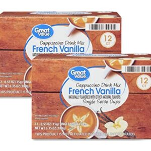 Great Value Cappuccino Coffee and Hot Drink Single Serve Pods, 12 Count (French Vanilla Cappuccino, Pack of 2)