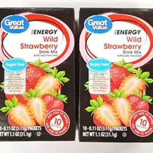 Great Value Sugar Free, Low Calorie ENERGY Wild Strawberry Drink Mix (Pack of 2)