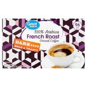 Great Value 100% Arabica French Roast Coffee Pods, Dark Roast, 96 Count- 0.34 oz each (Pack of 1)