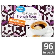 Great Value 100% Arabica French Roast Coffee Pods, Dark Roast, 96 Count- 0.34 oz each (Pack of 1)