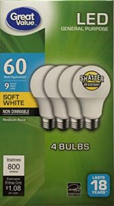 led soft white medium base 60 watt equivalent