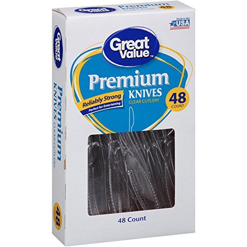 Reliably Strong Great Value Premium Disposable Clear Plastic Knives, 48 ct