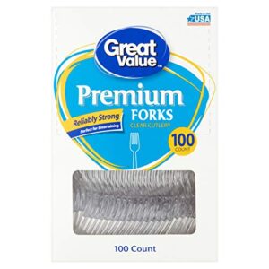 great value pack premium disposable plastic forks, 100ct (1)