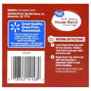 Great Value House Blend Ground Coffee Single Serve Cups, Medium Roast, 5.08 oz, 12 Count - (PACK OF 3)