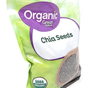 Great Value Organic Chia Seeds USDA Organic Net WT 32 OZ (907g) - No Artificial Flavors Or Preservatives to Deliver Great Foods You Can Trust, Honest Taste