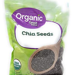 Great Value Organic Chia Seeds USDA Organic Net WT 32 OZ (907g) - No Artificial Flavors Or Preservatives to Deliver Great Foods You Can Trust, Honest Taste